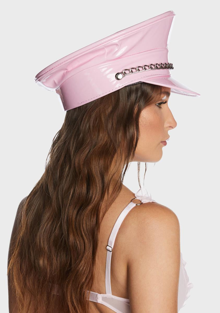 Funk Plus Patent Chain Captain Hat - Light Pink – Dolls Kill