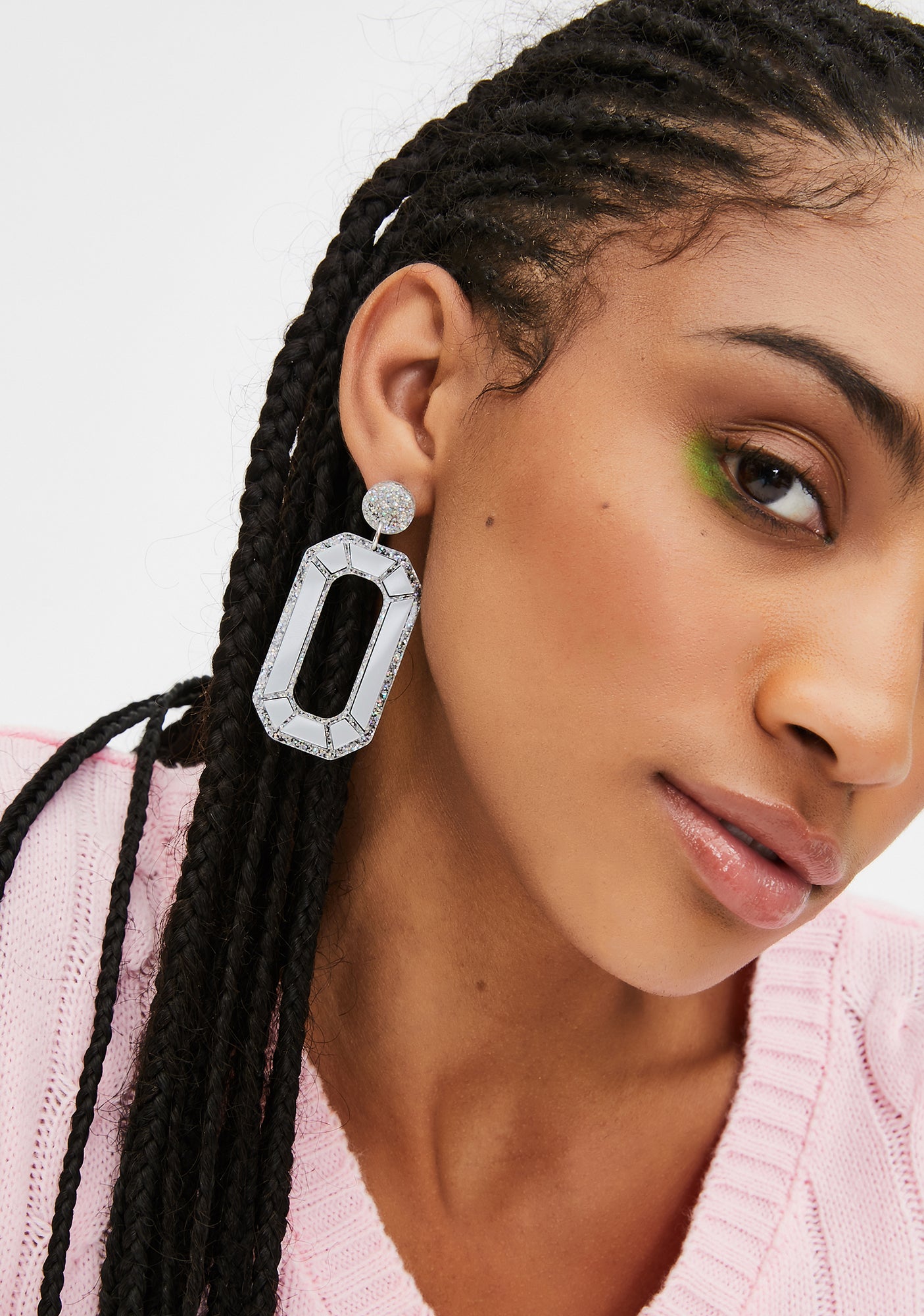 Holographic Silver Mega Gem Earrings – Dolls Kill