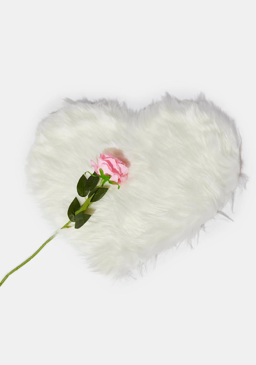 Fluffy Faux Fur Heart Rug - White – Dolls Kill