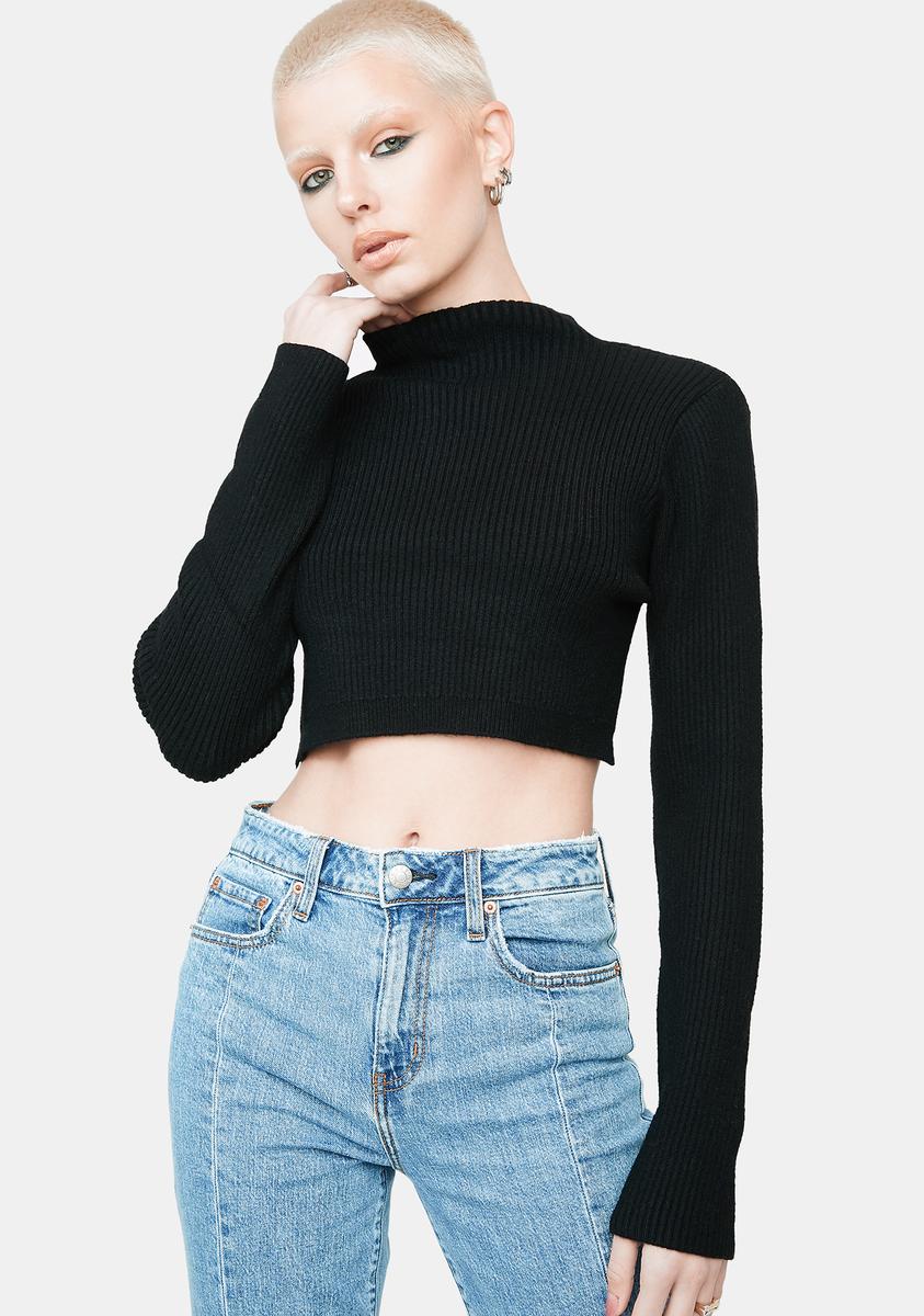 Open Back Turtle Neck Cropped Shrug - Black – Dolls Kill
