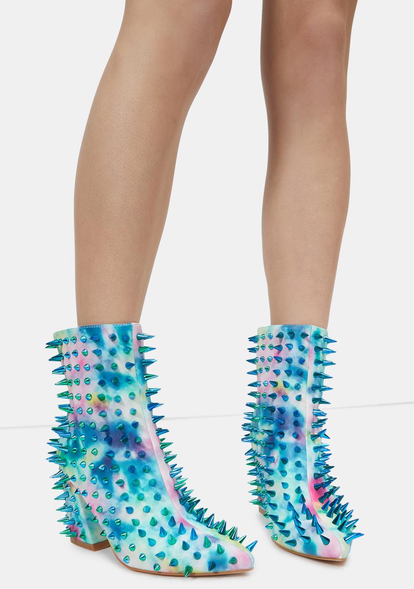 Tie Dye Spike Stud Ankle Boots - Cotton Candy – Dolls Kill