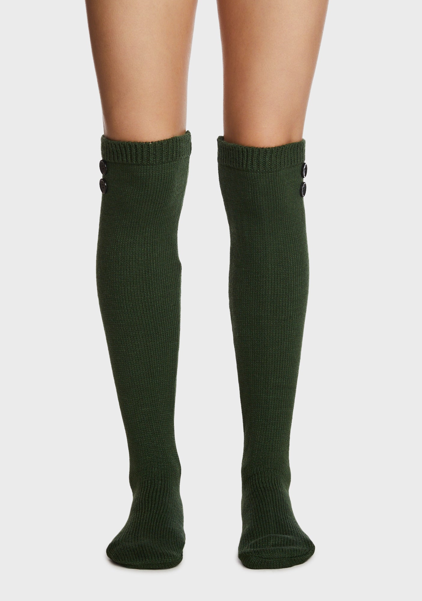 Knit Button Over The Knee Socks - Green – Dolls Kill