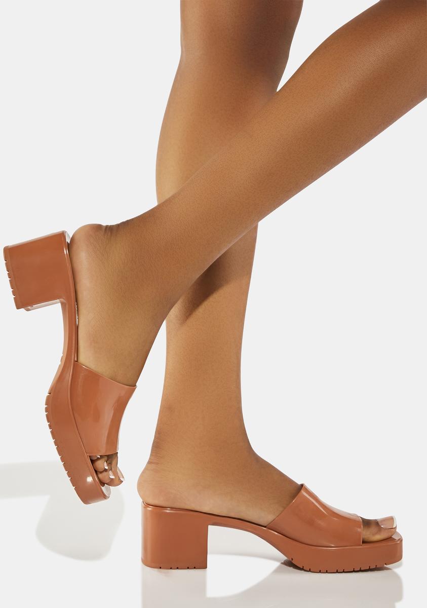 Steve Madden PVC Kitten Block Heels - Brown – Dolls Kill