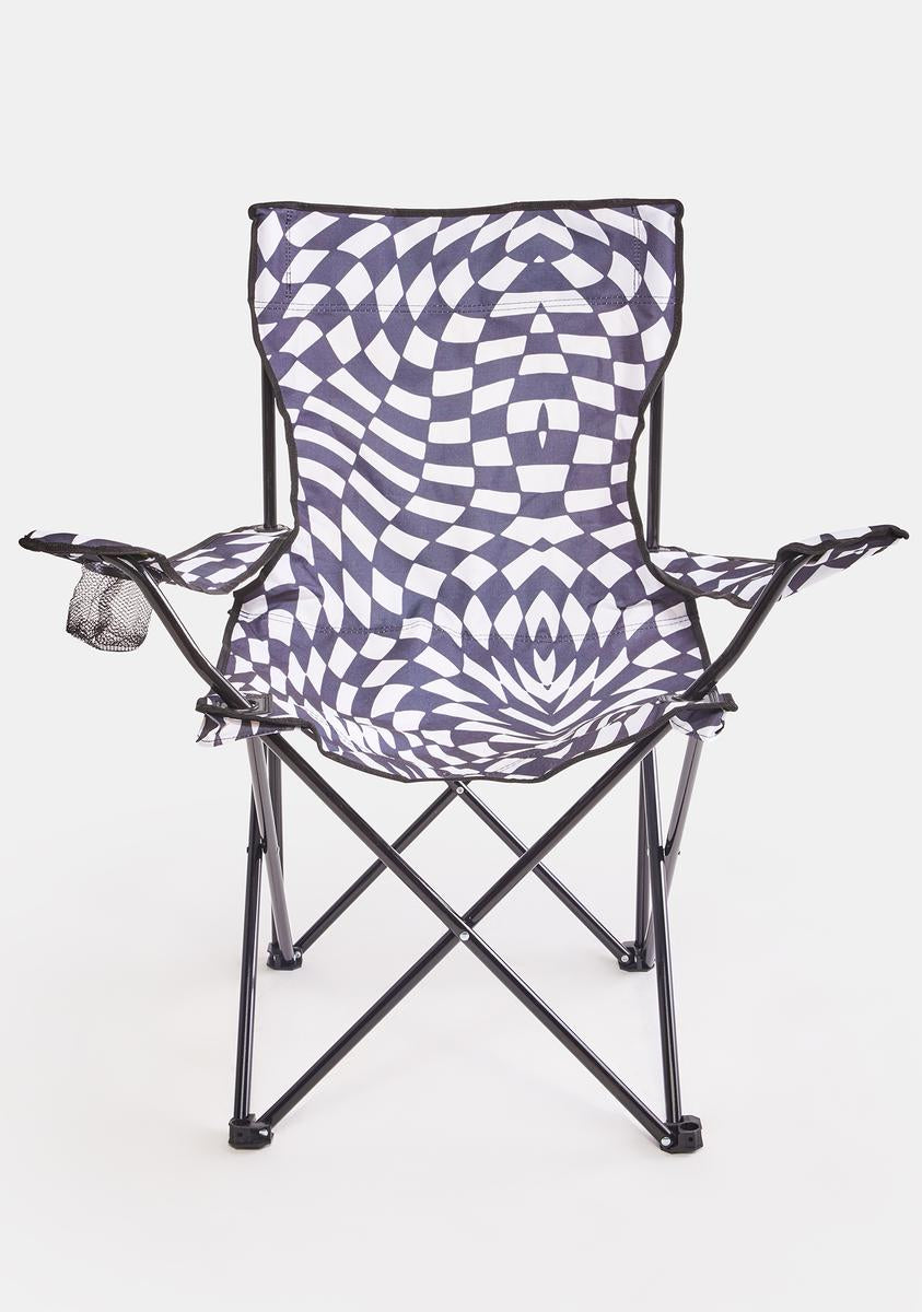 Dolls Home Warped Checkered Foldable Chair - Black/White – Dolls Kill