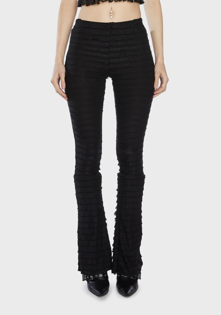 High Waist Ruffled Flared Pants - Black – Dolls Kill