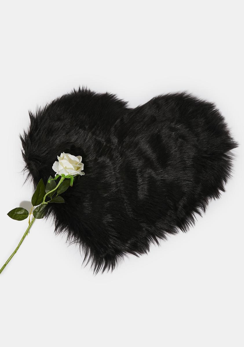 Fluffy Faux Fur Heart Rug - Black – Dolls Kill