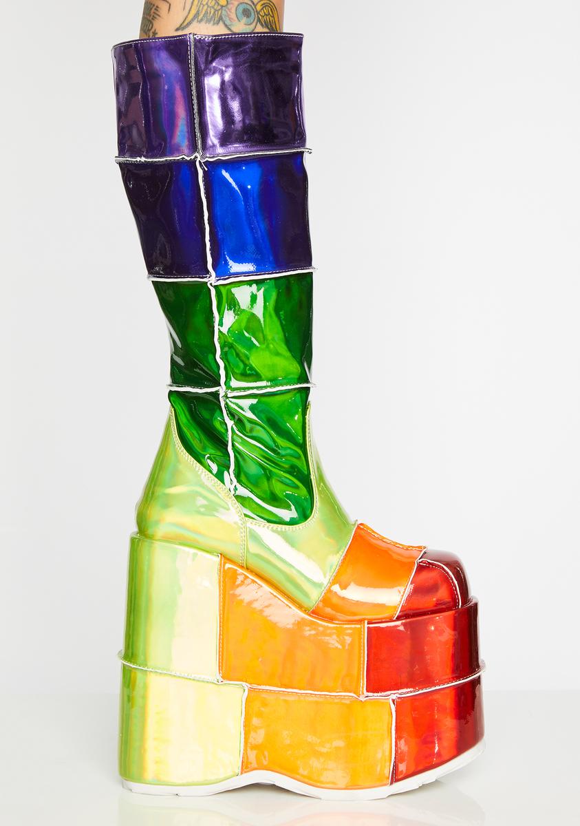 Demonia Way Up High Rainbow Stack Platforms – Dolls Kill