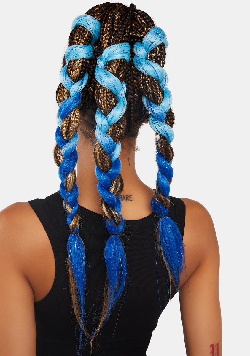 Neva Nude Hair Braid With Tinsel - Blue – Dolls Kill