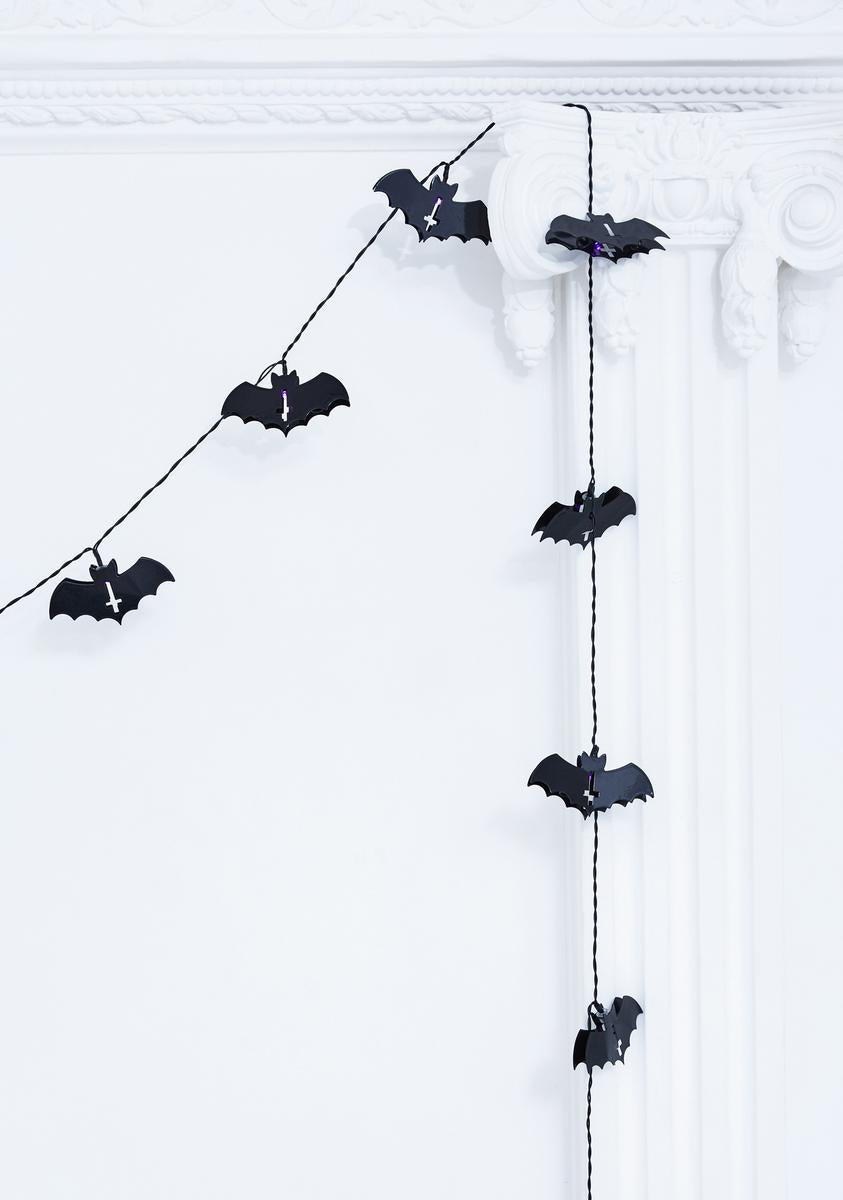 Dolls Home Bats Inverted Cross String Lights - Black/Purple – Dolls Kill