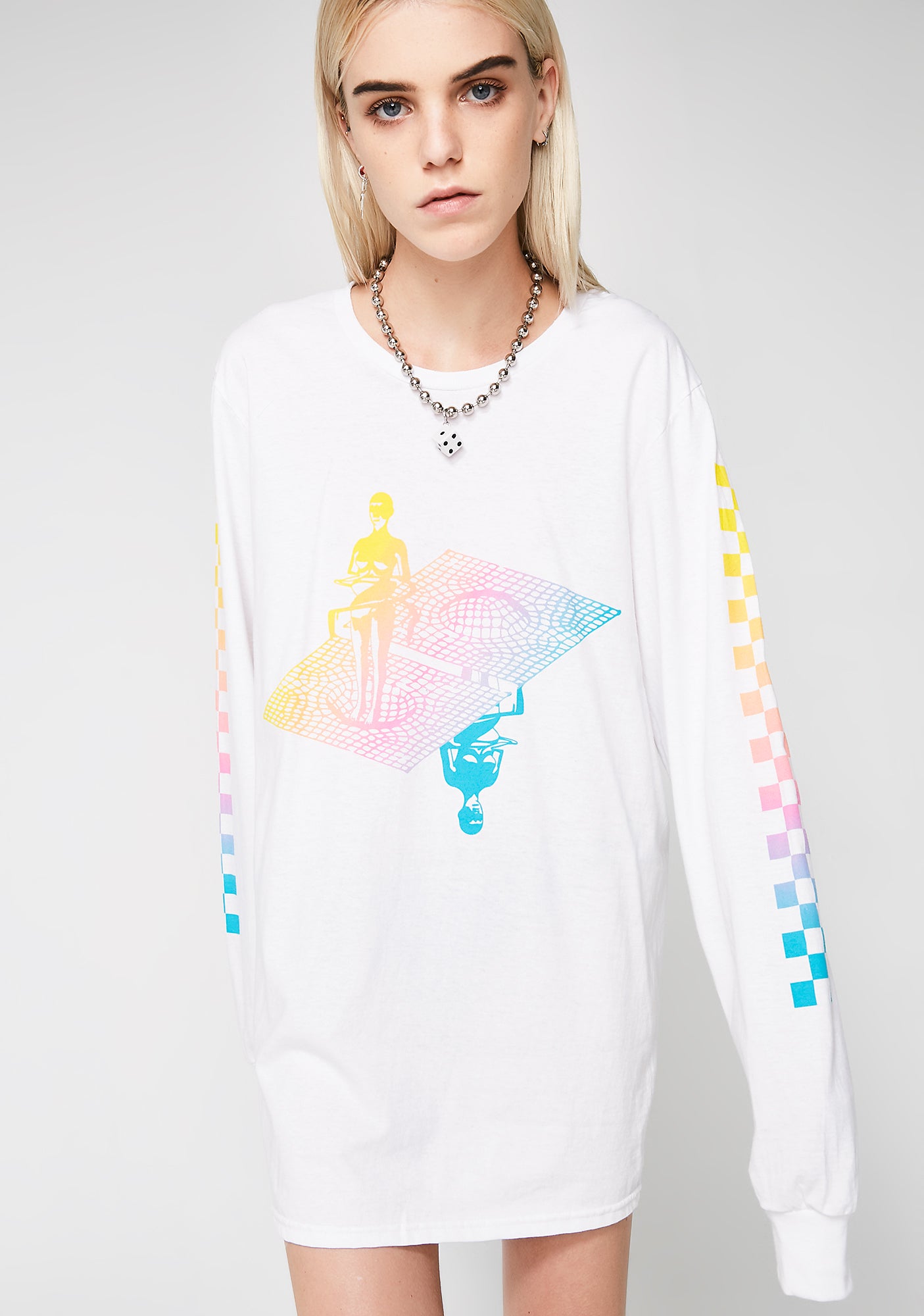 Grid Life Long Sleeve Tee – Dolls Kill