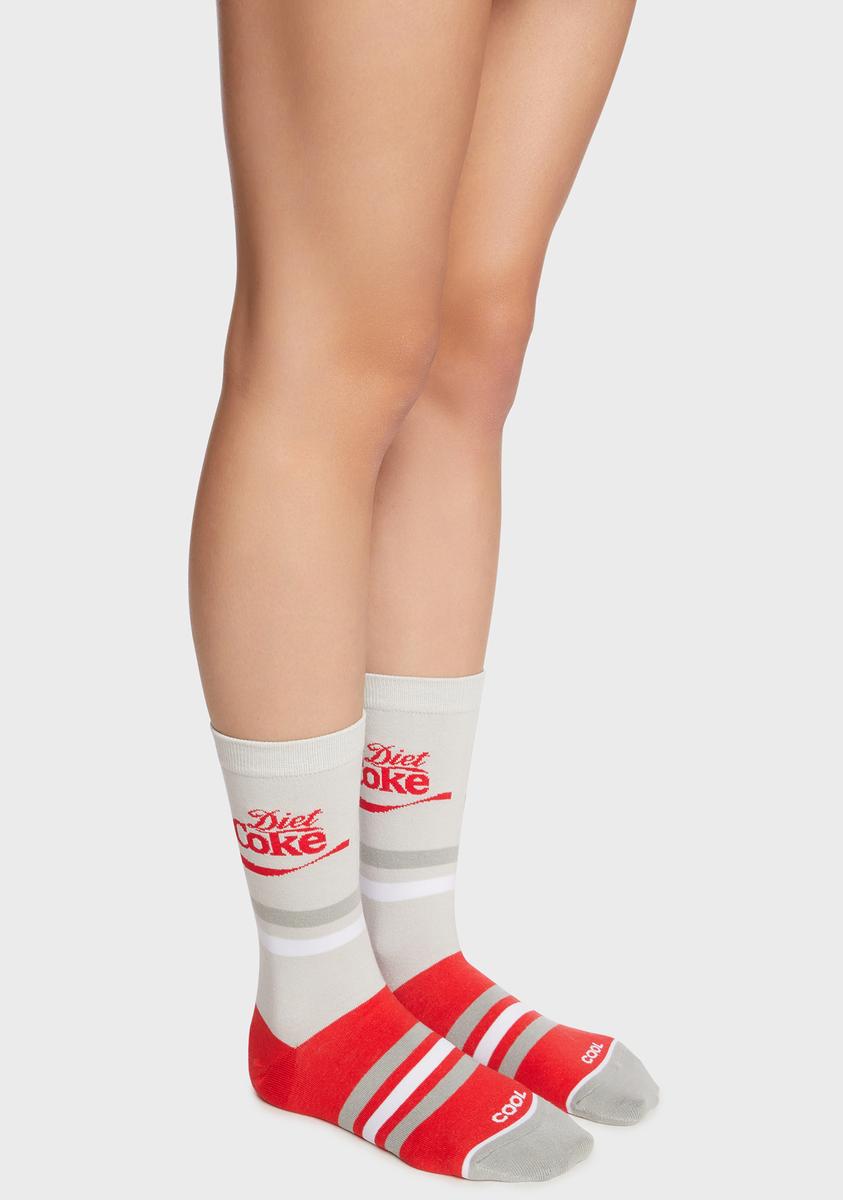 Cool Socks Diet Coke Crew Socks - Silver/Red – Dolls Kill
