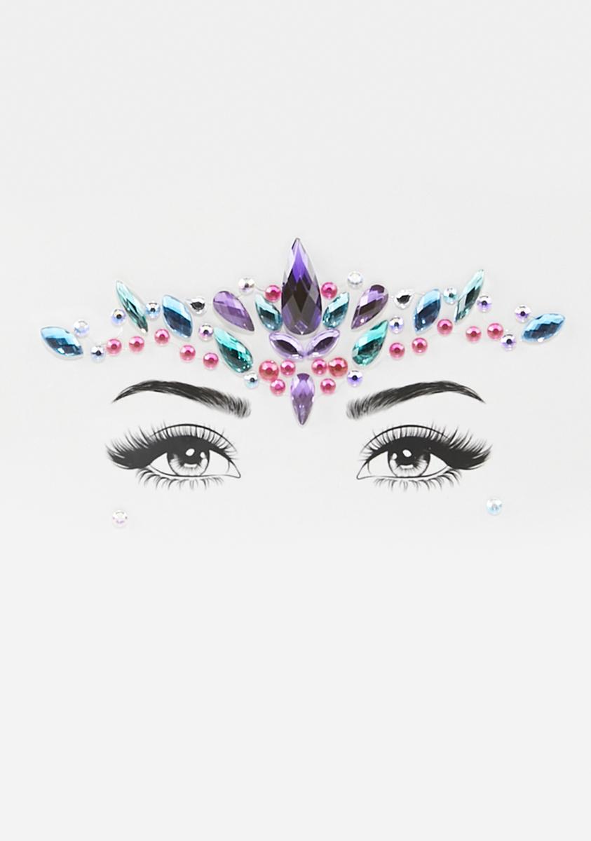 Diamond Round Cluster Forehead Crown Face Jewels - Purple/Blue/Pink ...