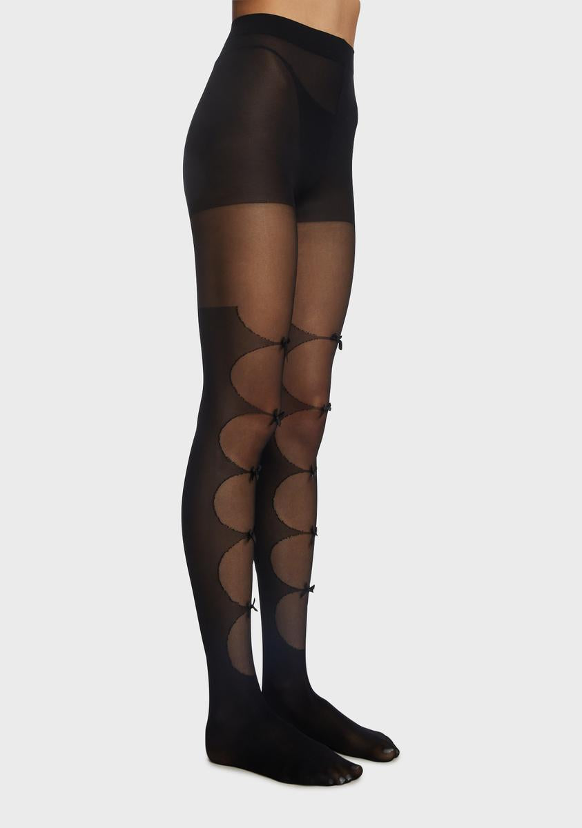 Sheer Laddered Bow Tights - Black – Dolls Kill