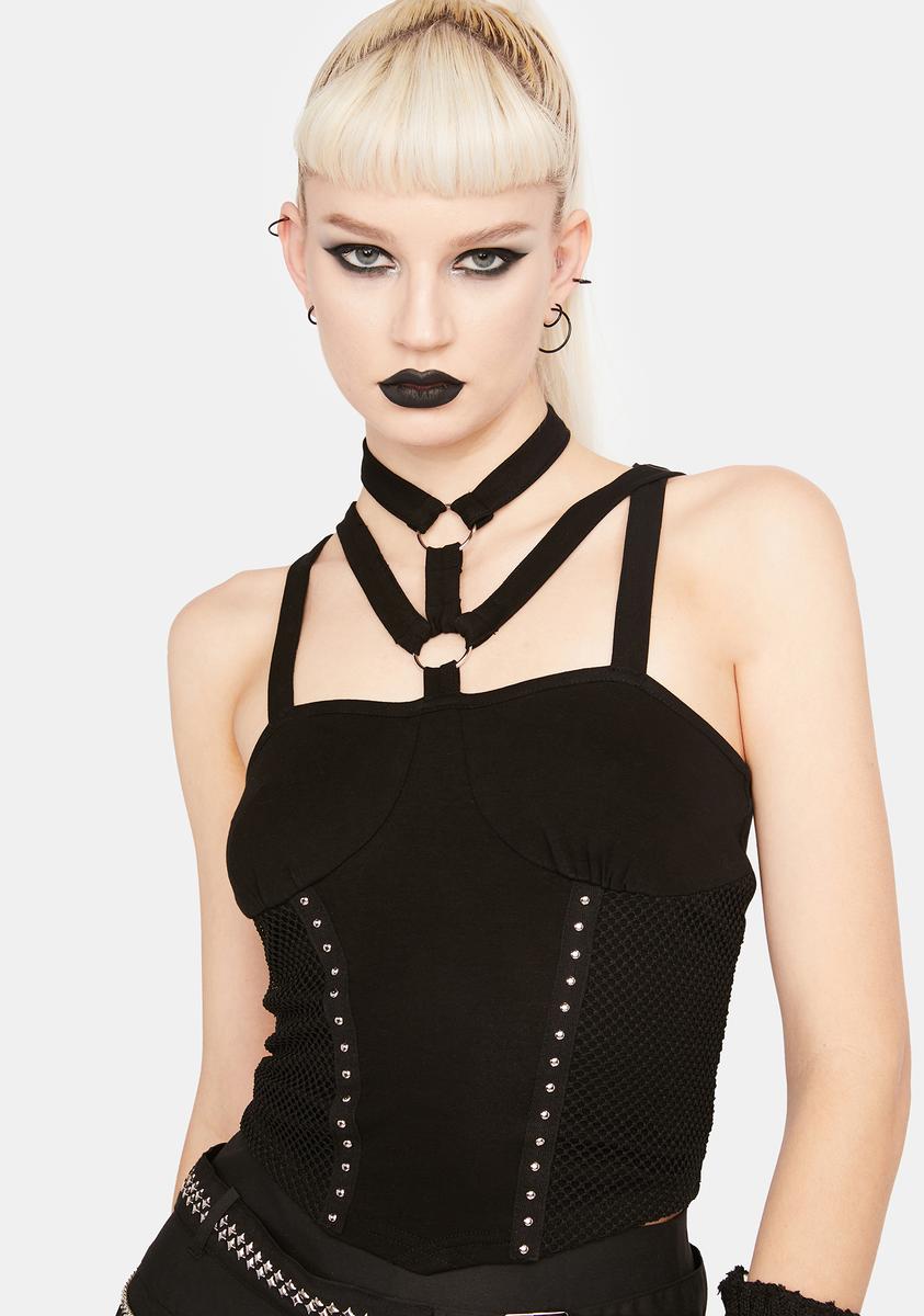 Dark in Love Strappy Halter Crop Top - Black – Dolls Kill