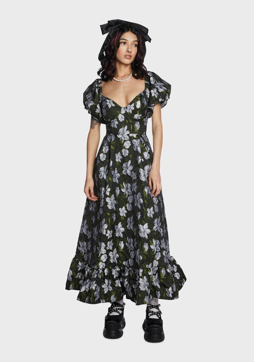 Sister Jane Floral Jacquard Midi Dress - Multi – Dolls Kill