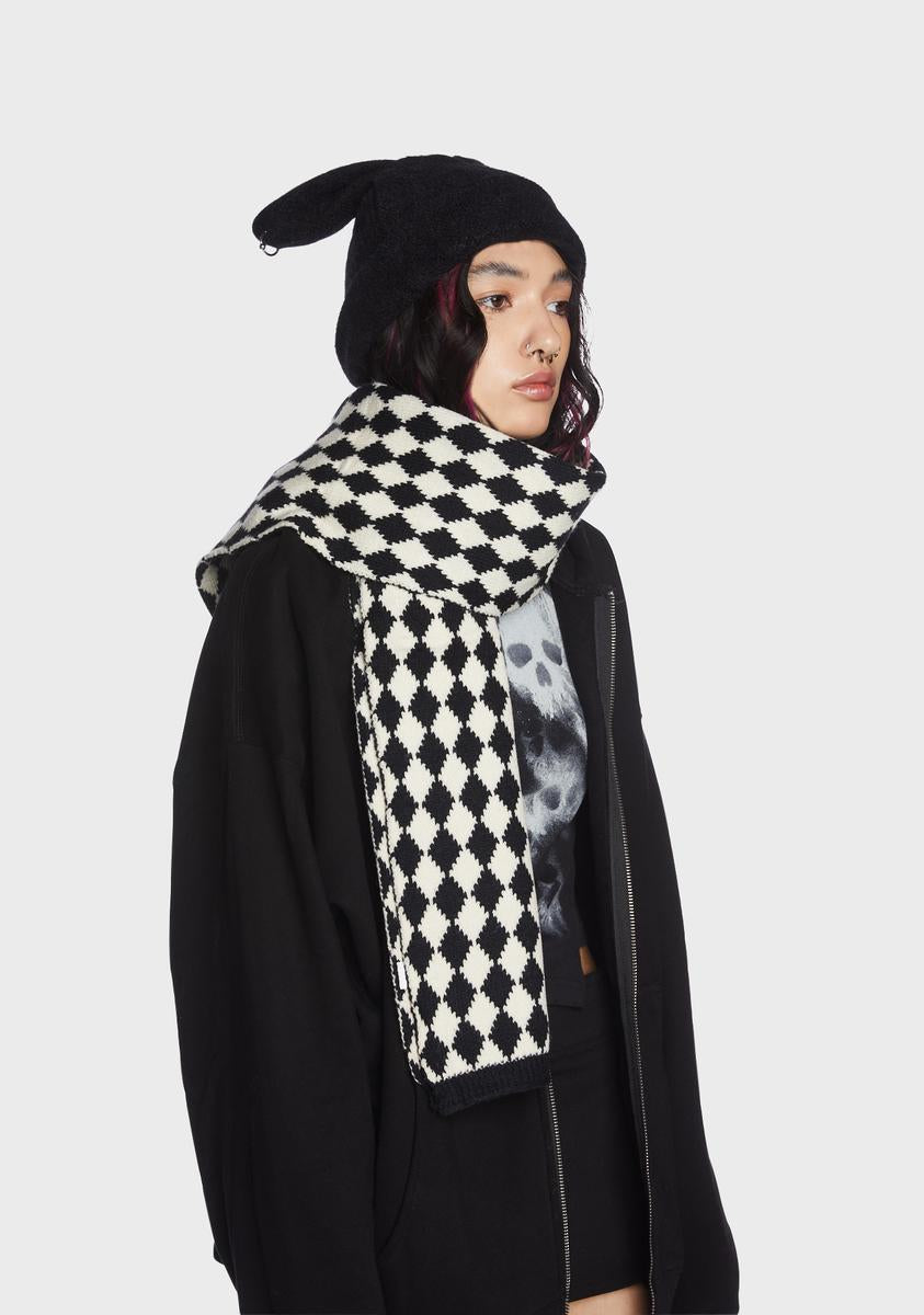 Checkered Knit Oblong Scarf - Black/White – Dolls Kill