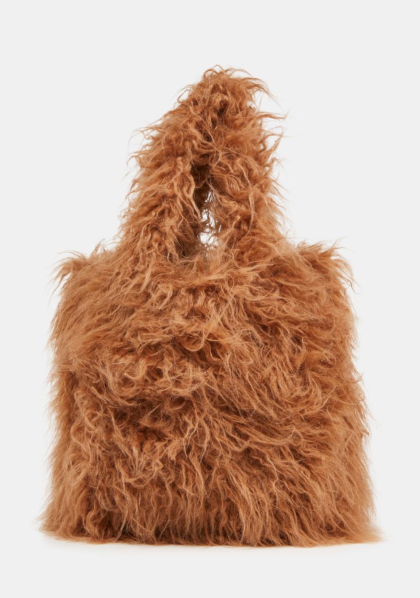 Delia's Faux Fur Shaggy Tote Bag - Brown – Dolls Kill