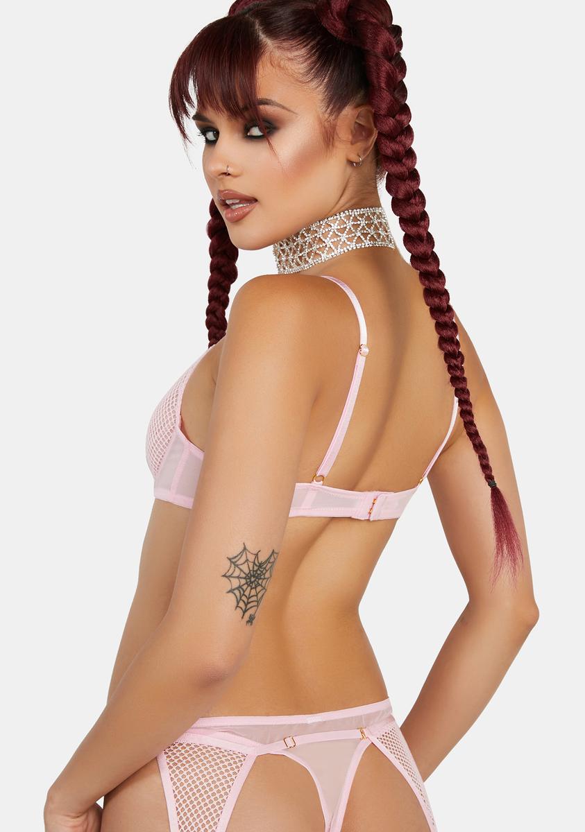 Playful Promises x Hustler Sheer Mesh Fishnet Thong W/ Suspenders - Pink – Dolls Kill