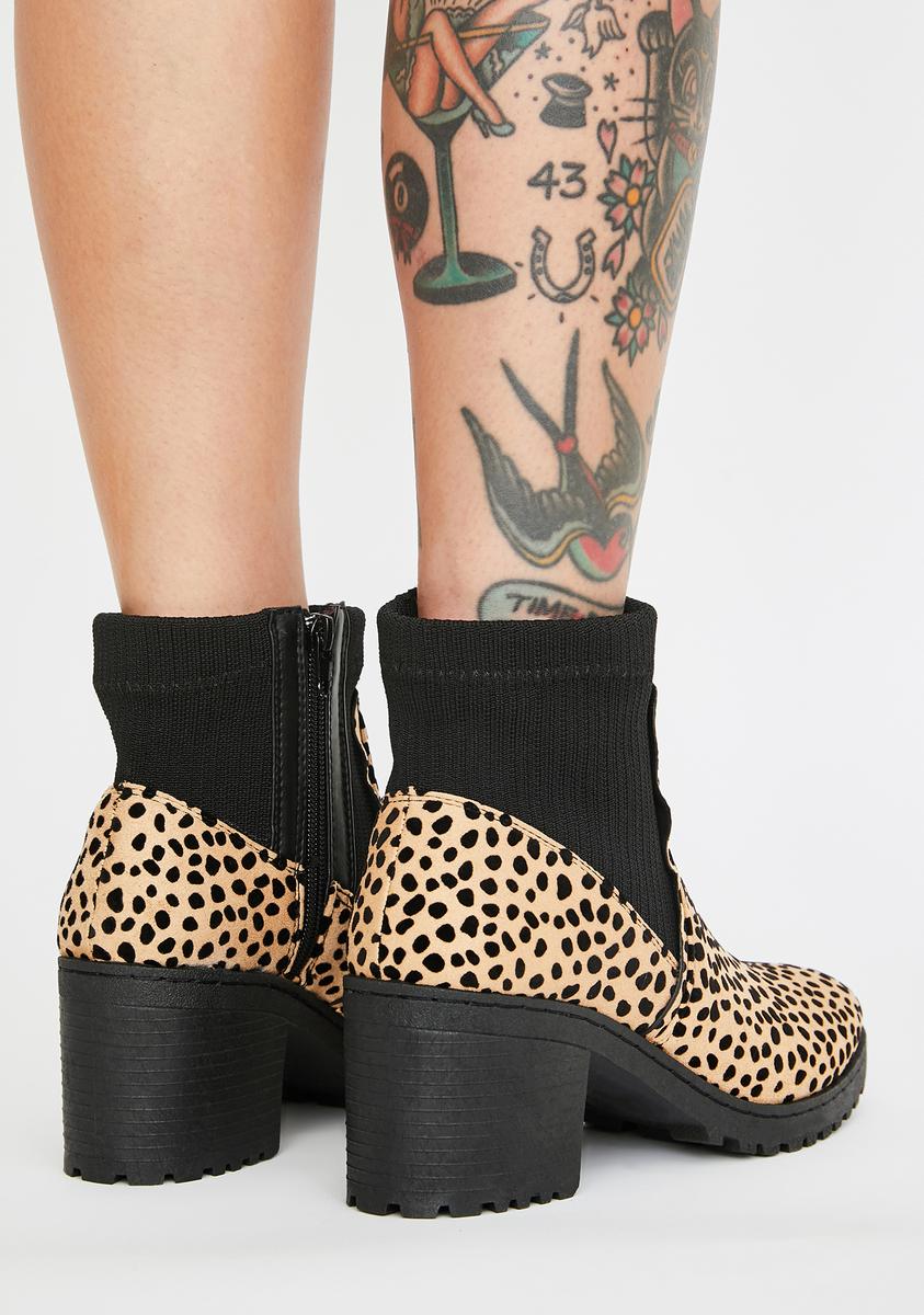 Ankle Sock Boots Side Zip Leopard Print – Dolls Kill