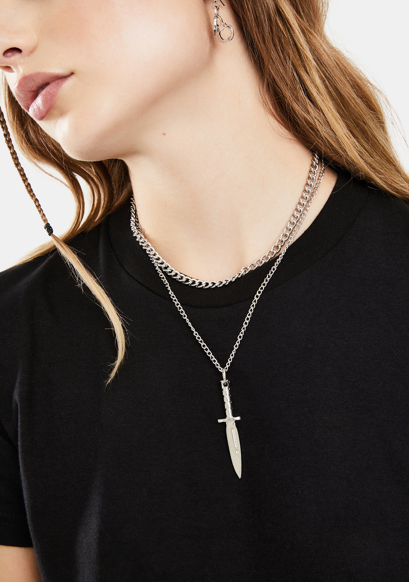 Chain Choker & Dagger Necklace - Silver – Dolls Kill