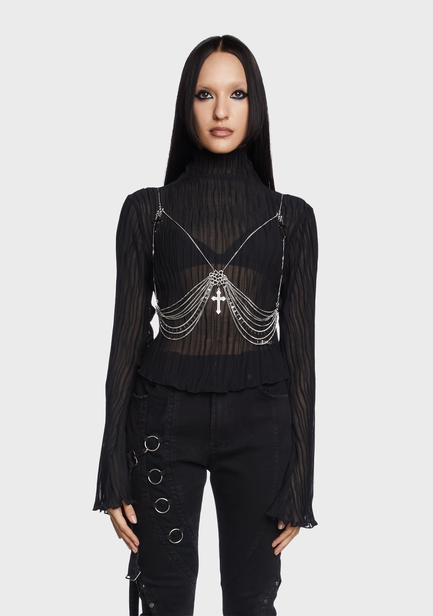 Punk Rave Chain Bra Harness - Silver – Dolls Kill