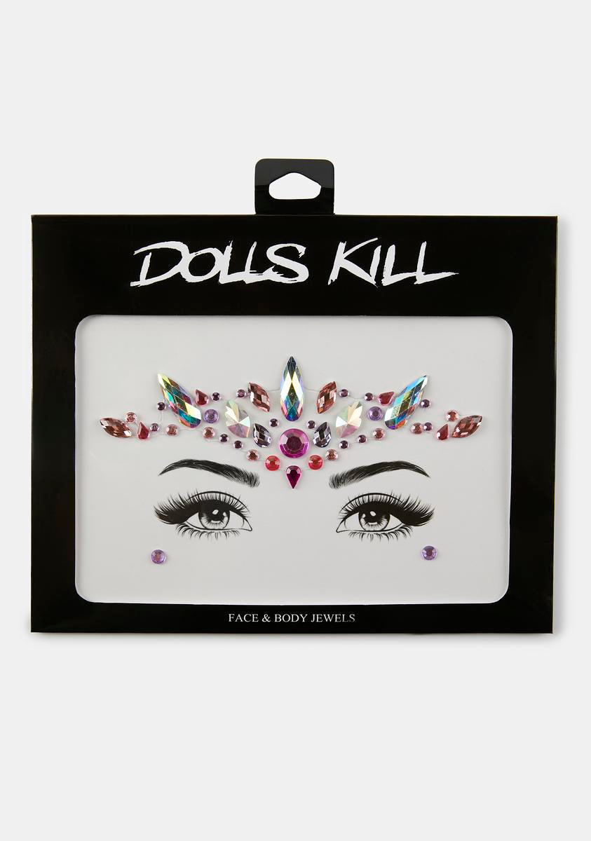 Diamond Round Forehead Cluster Face Jewels - Purple/Green – Dolls Kill