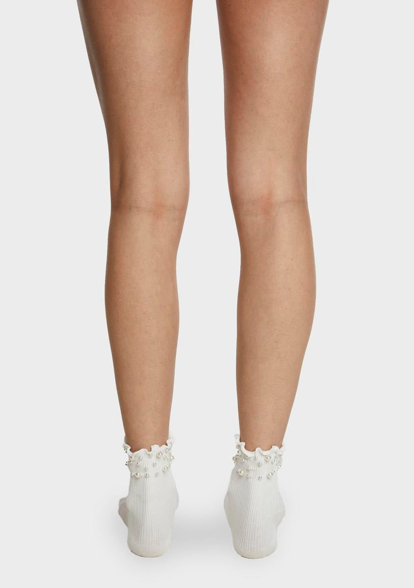 Pearl Bead Ankle Socks - White – Dolls Kill