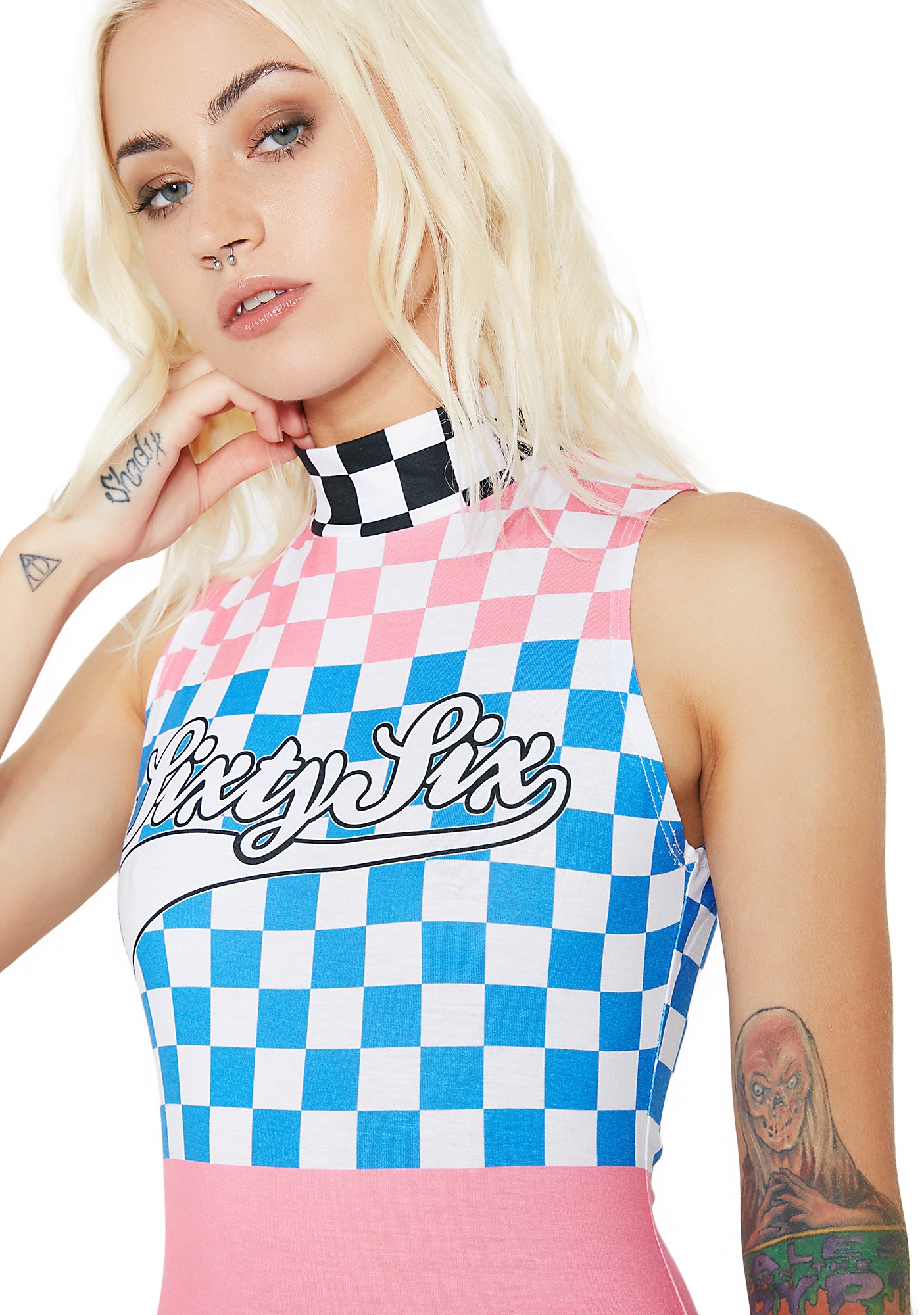 High Neck Sleeveless Mini Dress – Dolls Kill