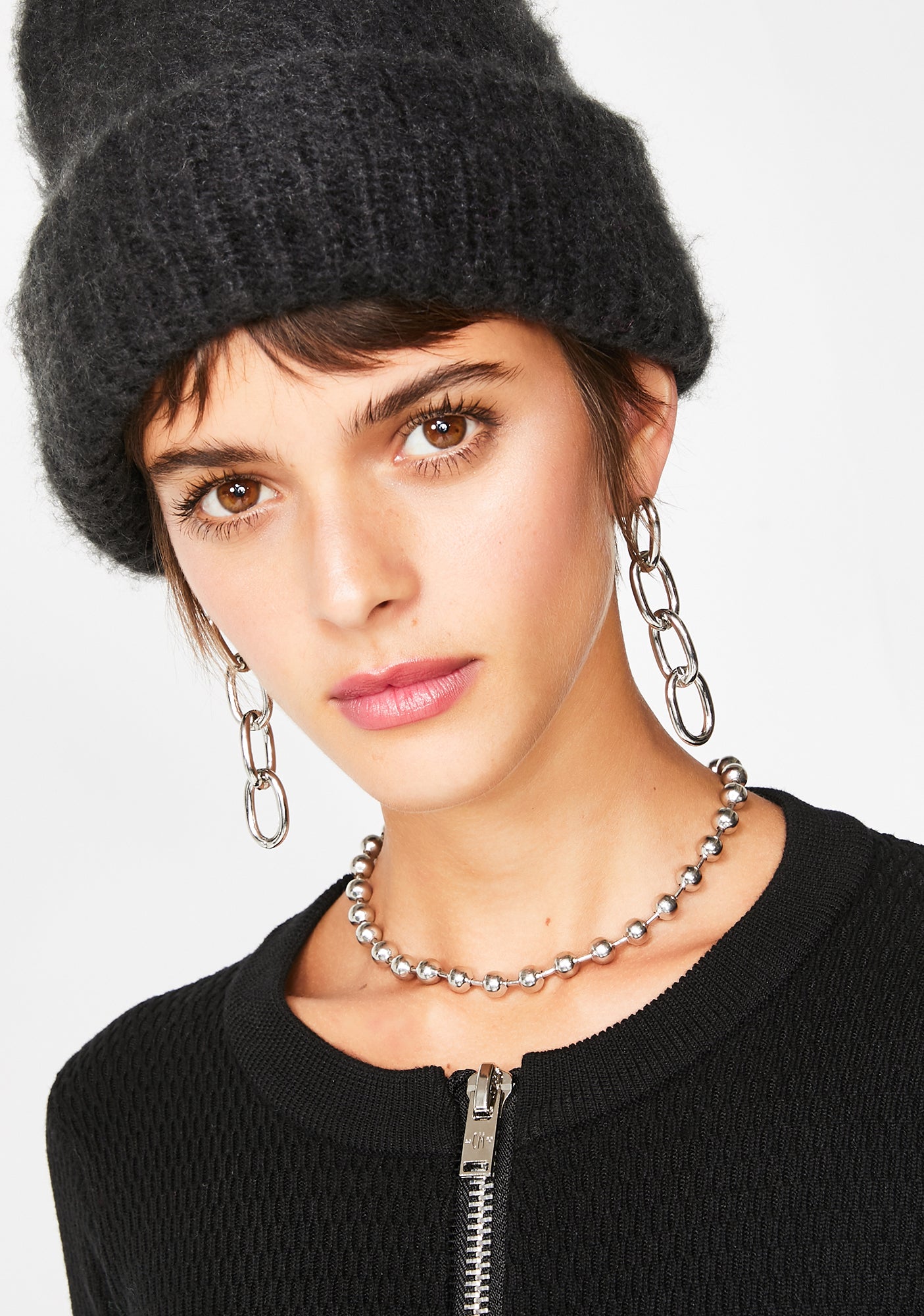 Silver Metal Ball And Chain Necklace – Dolls Kill