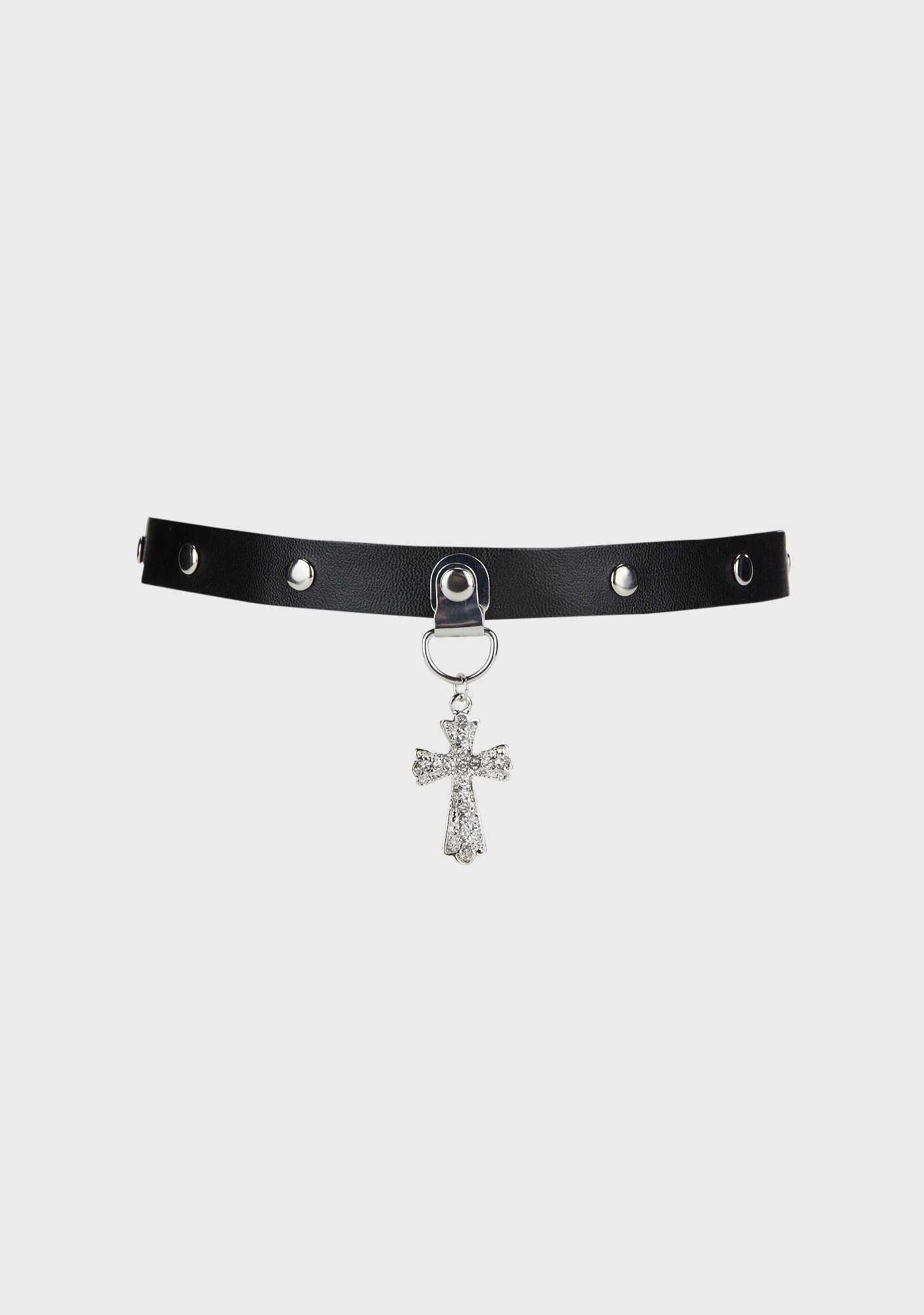 Rhinestone Cross Choker - Black – Dolls Kill