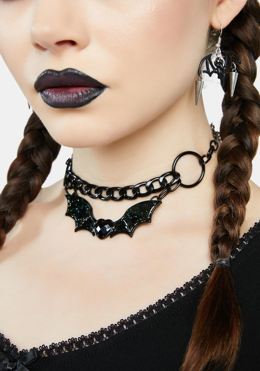 Bat Wing Heart Chain Choker - Black – Dolls Kill