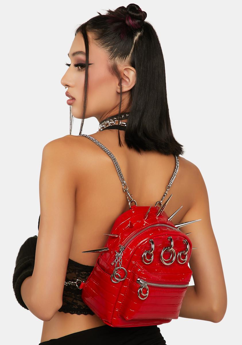 Red Spiked Backpack