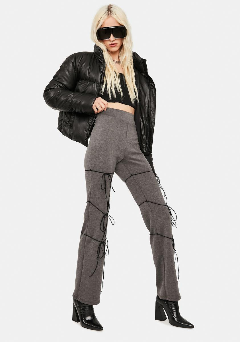 Tied High Waist Flares - Gray – Dolls Kill