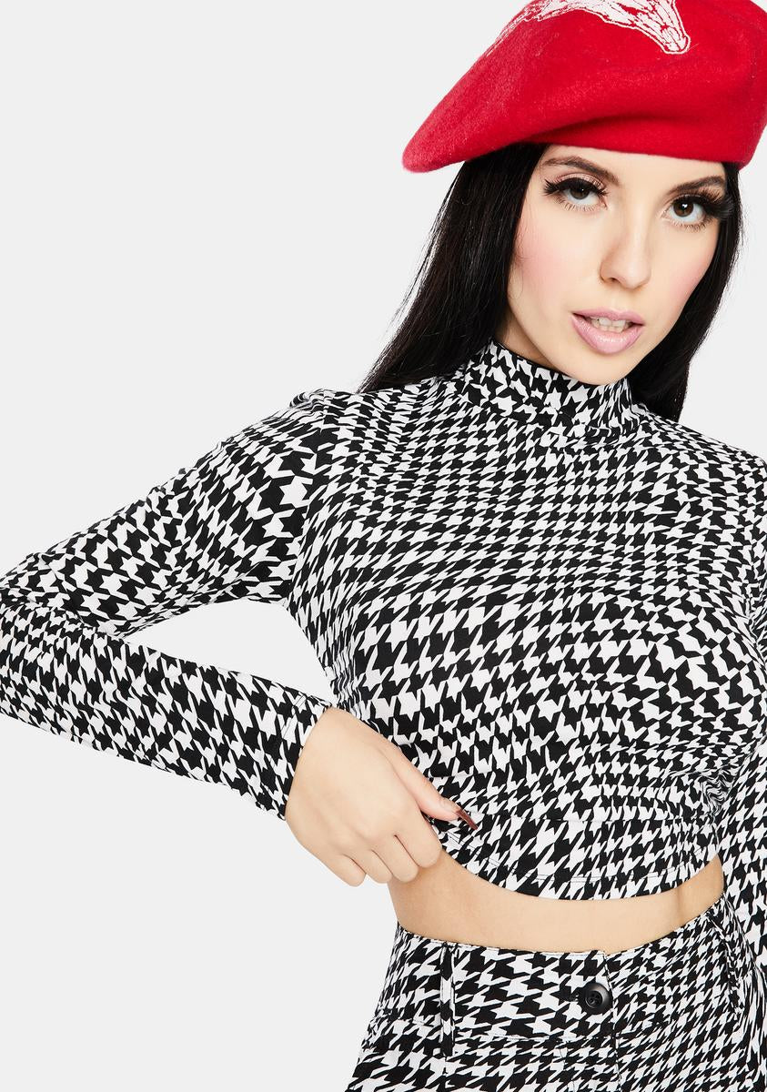 Motel Wavey Dogtooth Quelia Crop Top – Dolls Kill