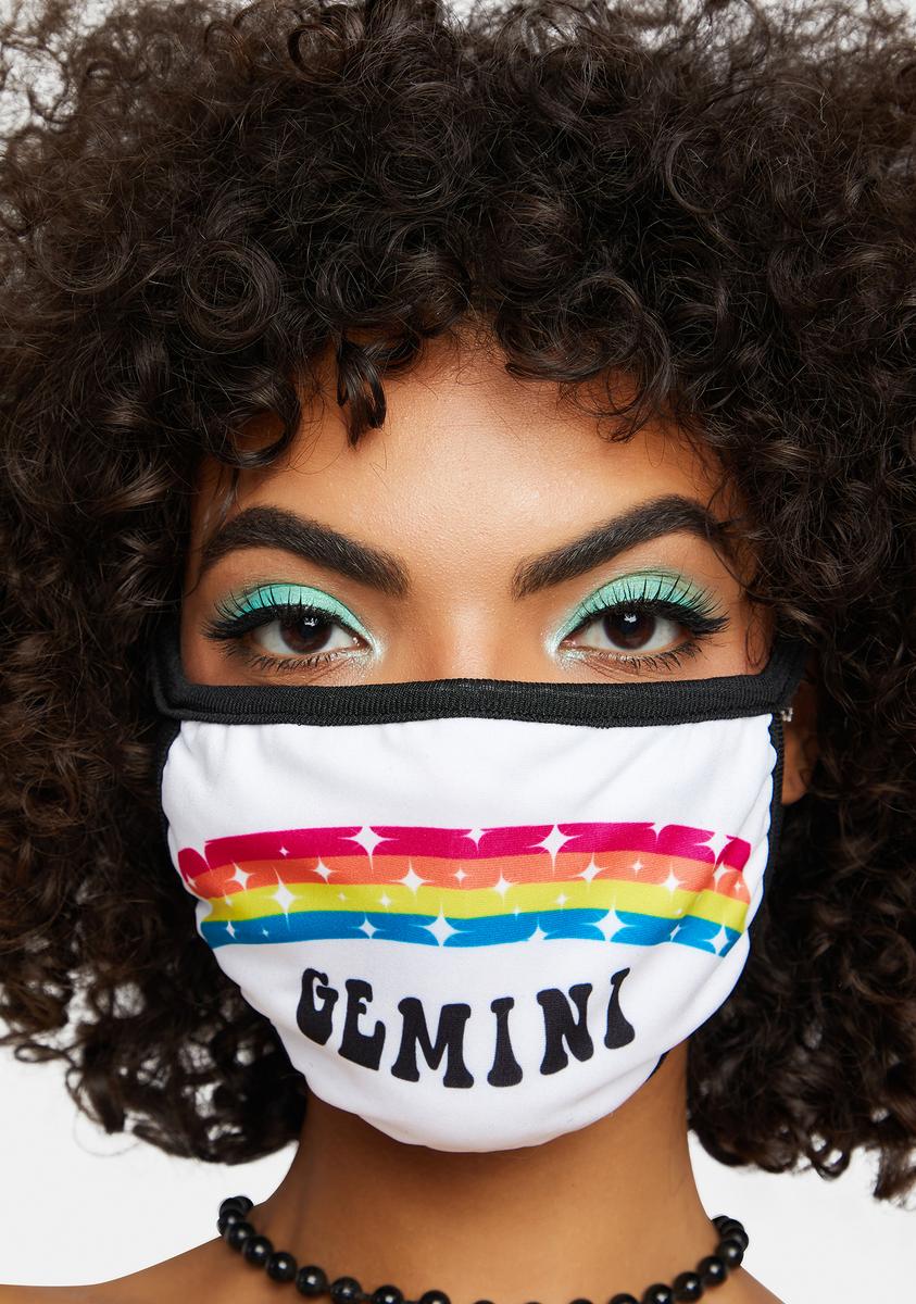 Rainbow Gemini Face Mask - White – Dolls Kill