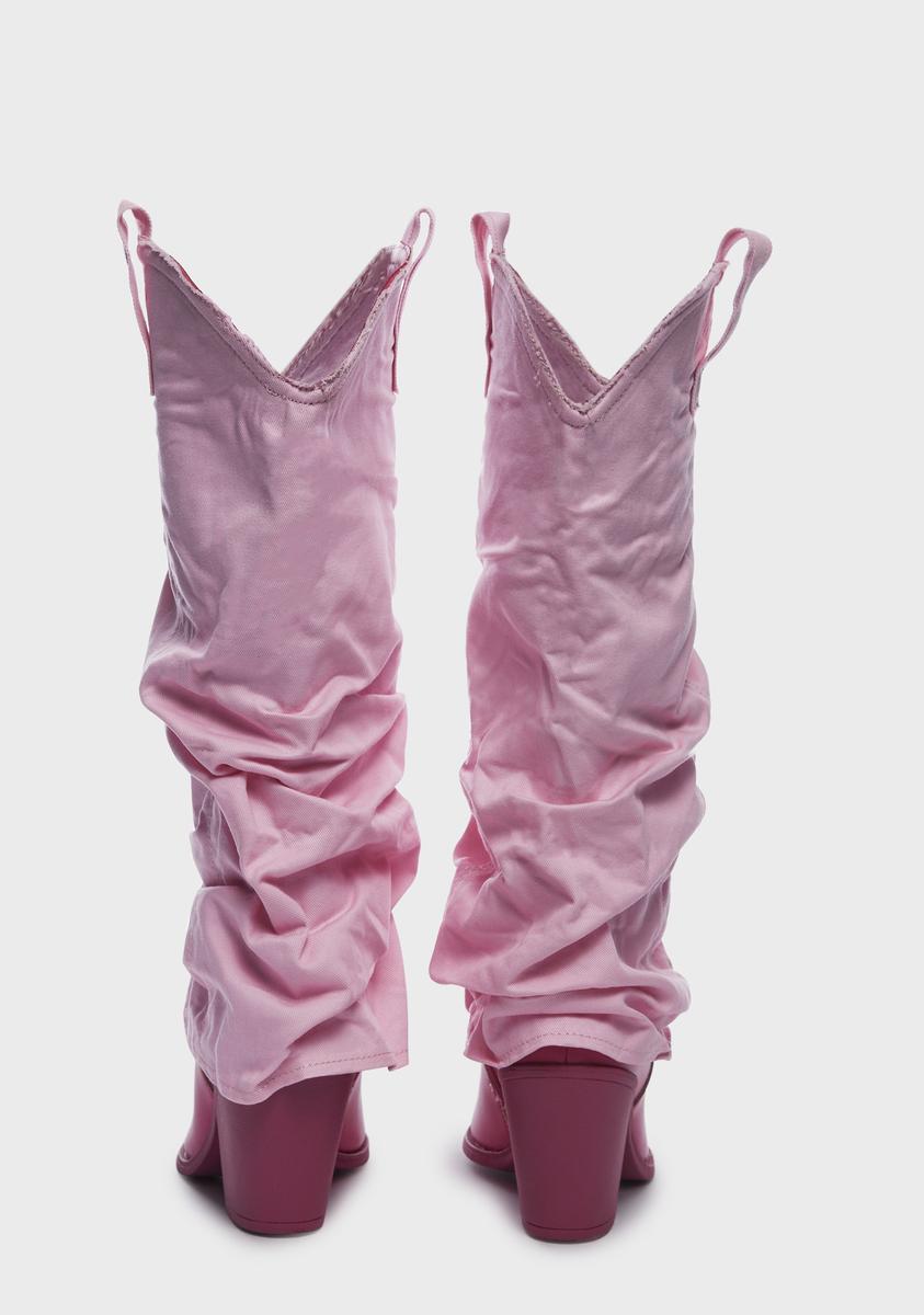 Fabric Layered Cowboy Boots - Pink – Dolls Kill