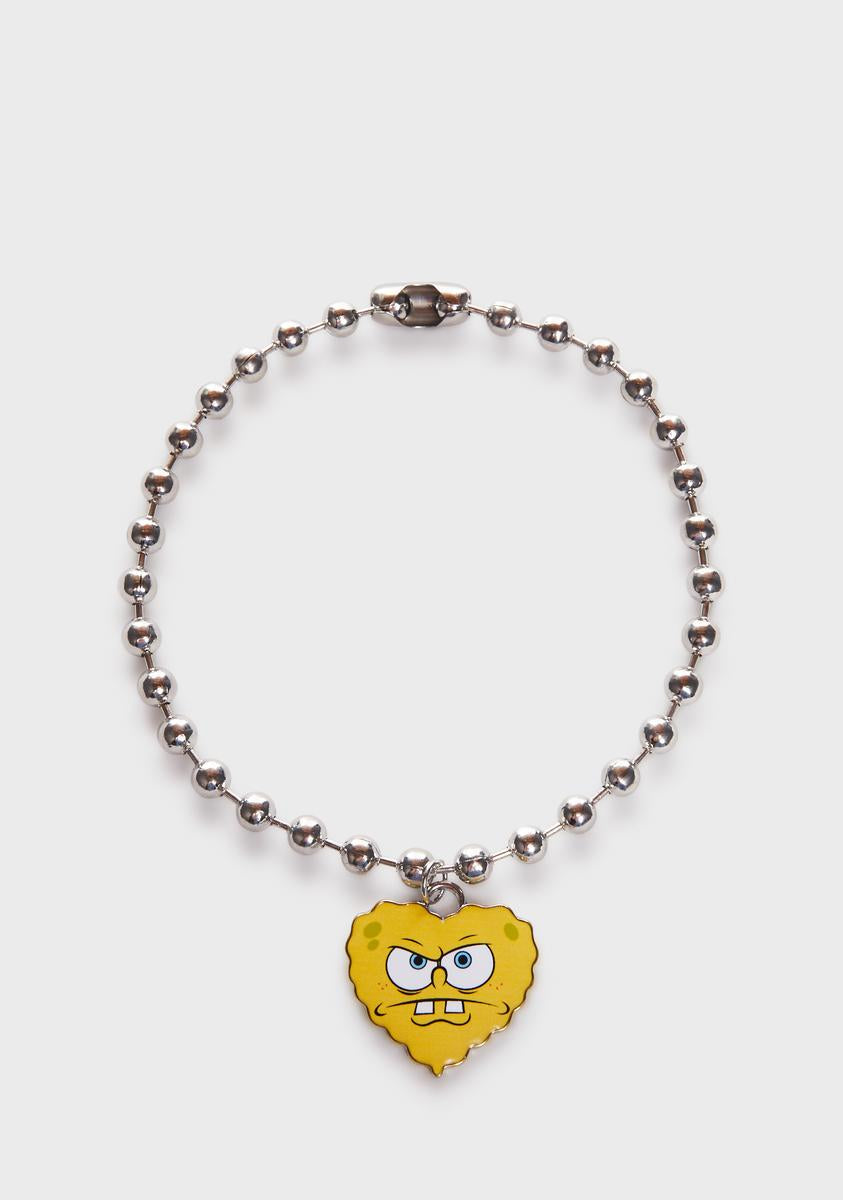 Dolls Kill x SpongeBob Ball Chain Enamel Heart Charm Choker Necklace ...