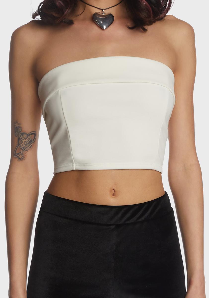 Strapless Foldover Crop Tube Top - White – Dolls Kill