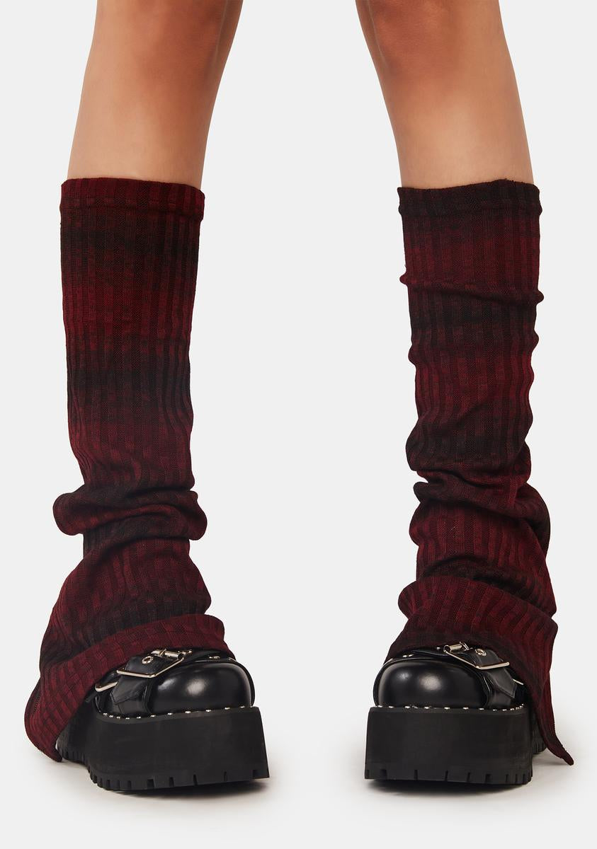 Punk Rave Striped Knit Ribbed Leg Warmers - Black/Red – Dolls Kill