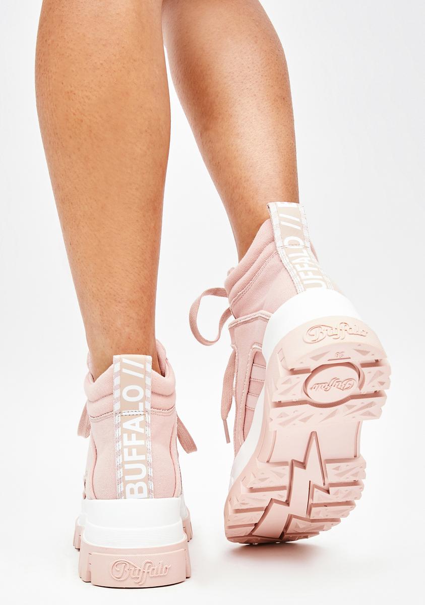 Buffalo Light Pink Aspha NC Mid Lace Up Sneakers – Dolls Kill
