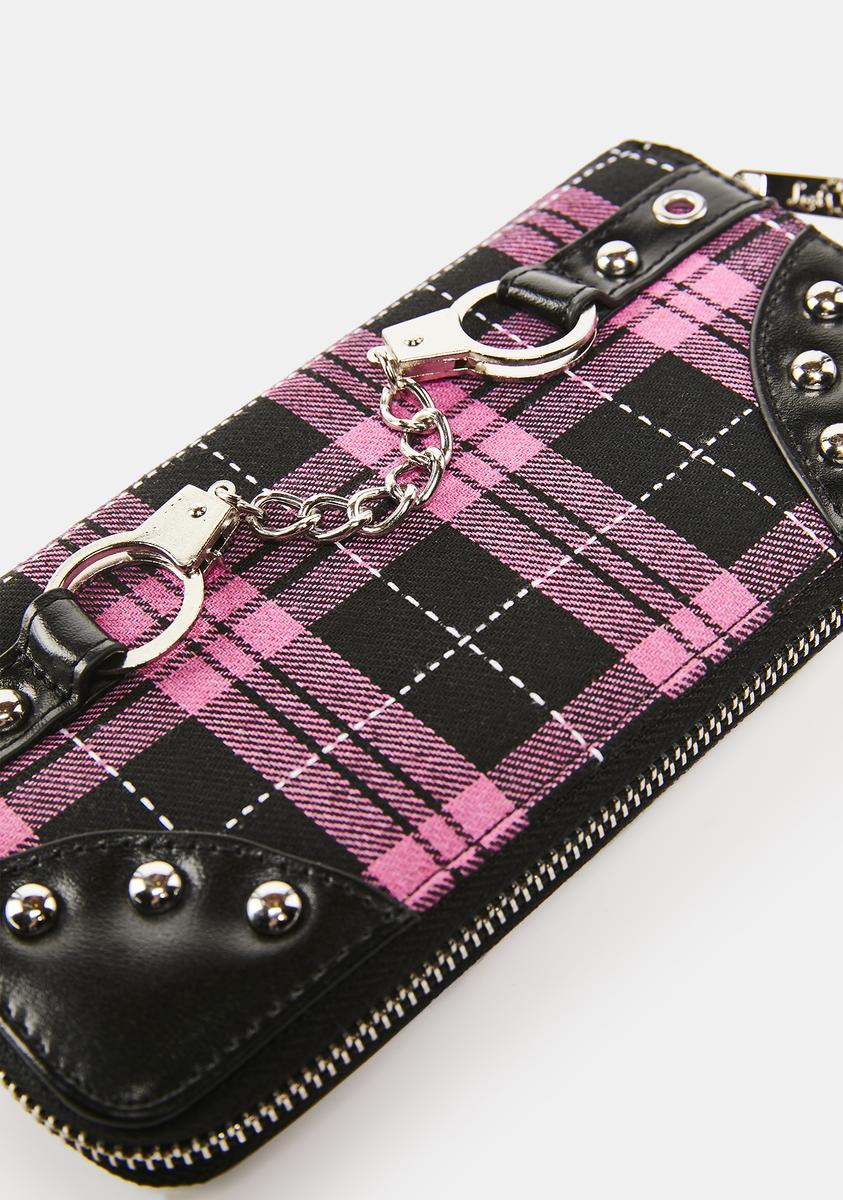 Lost Queen Tartan Handcuff Wallet - Pink/Black – Dolls Kill