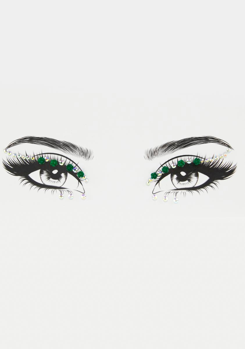 Flower And Gem Eye Decor - Black – Dolls Kill