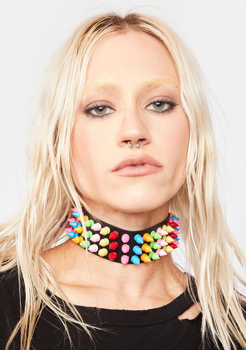 NastyGem Bright Bby Spiked Collar – Dolls Kill