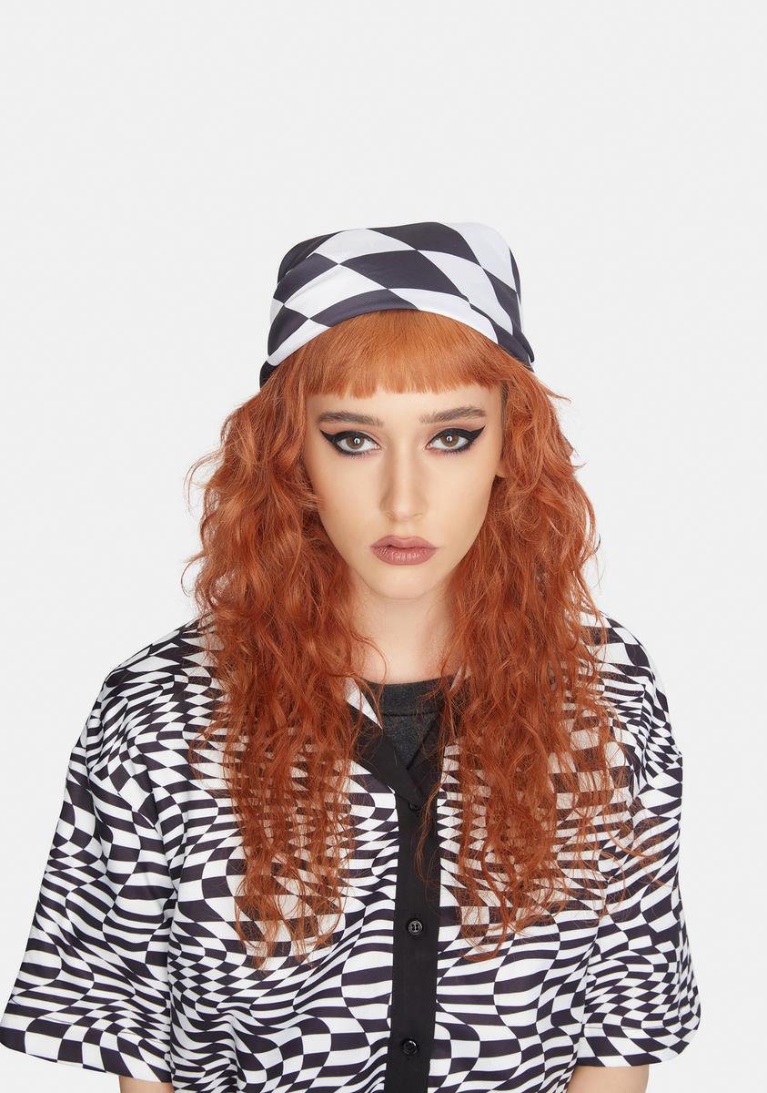Checkered Print Head Scarf - Black/White – Dolls Kill