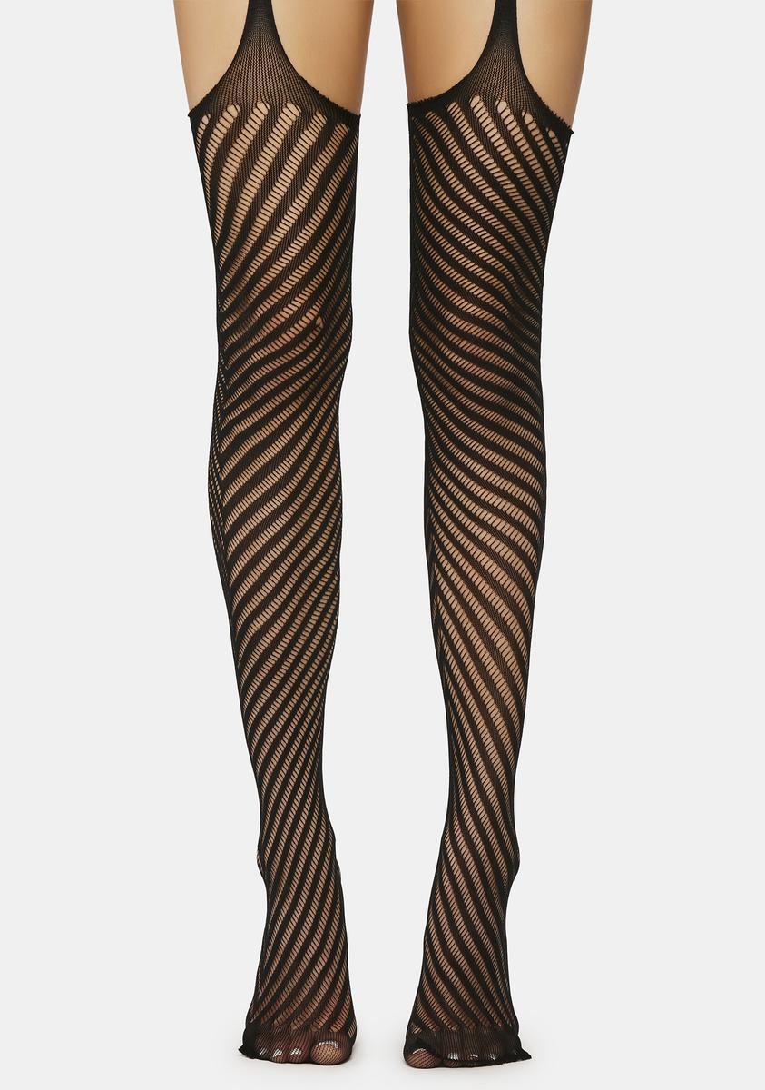 Striped Garter Tights - Black – Dolls Kill