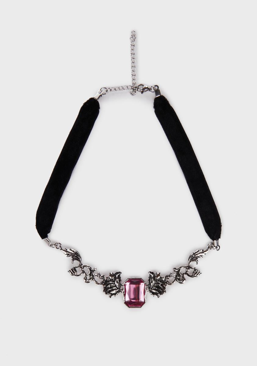 Gem Charm Velvet Necklace - Black – Dolls Kill
