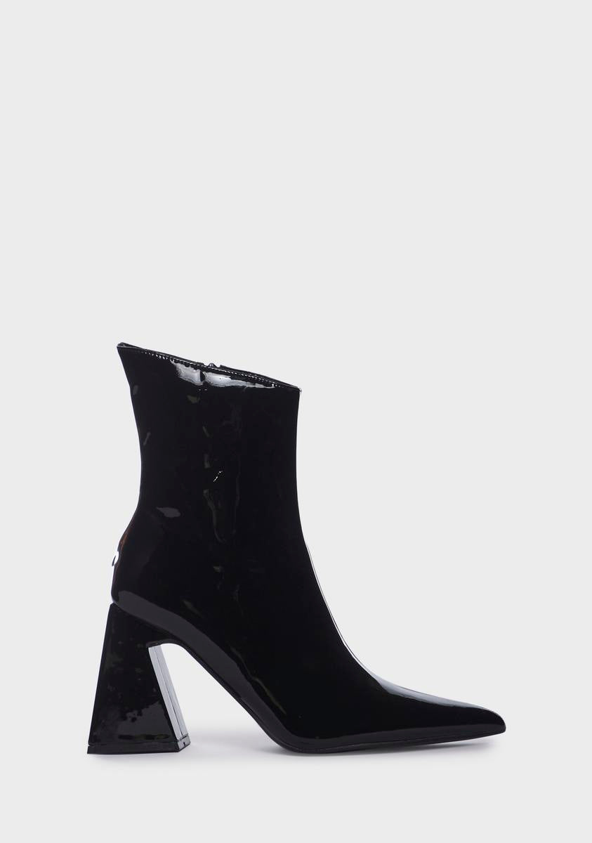 Public Desire PVC Heeled Boots - Black – Dolls Kill