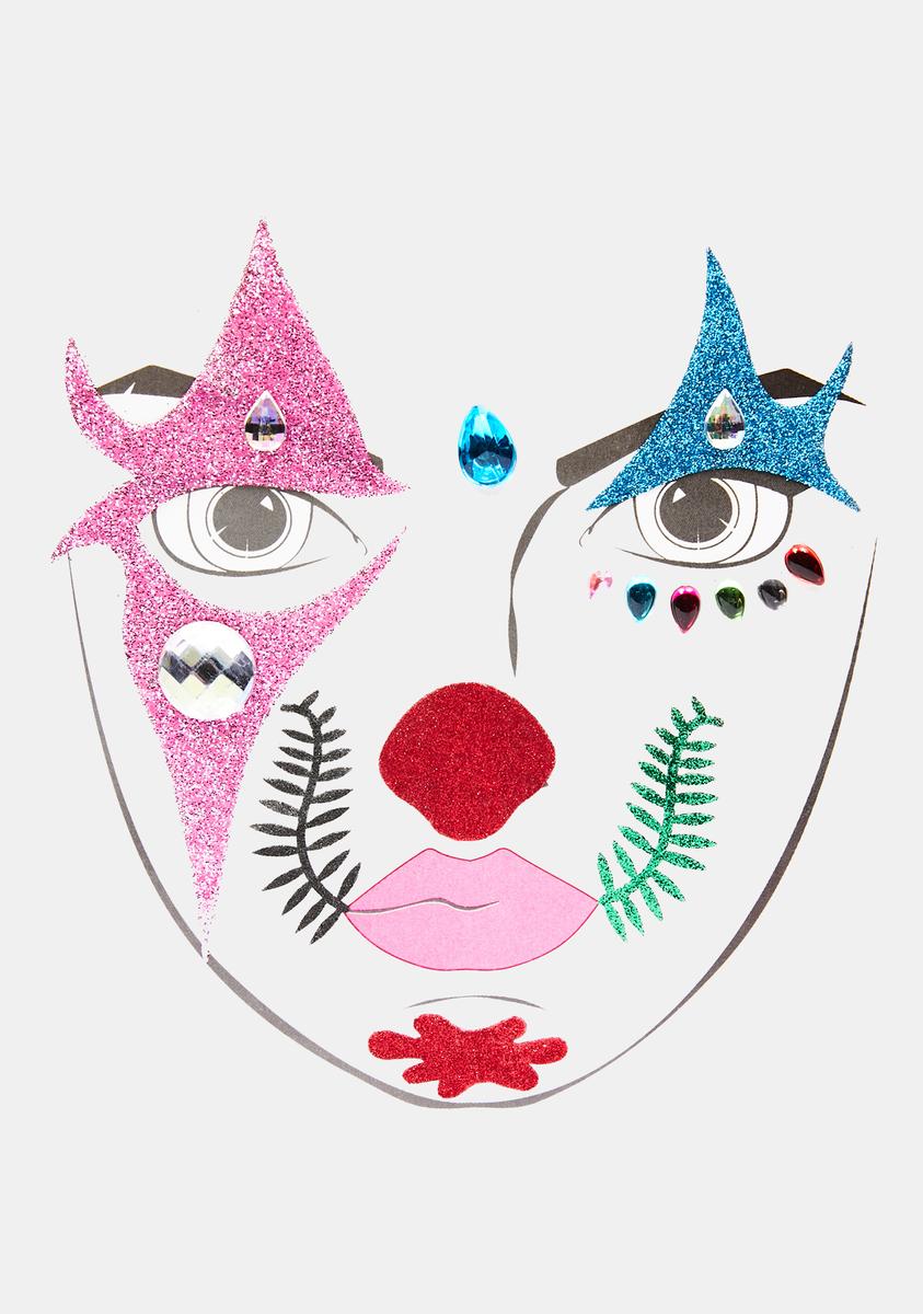 Halloween Clown Glitter Face Stickers - Rainbow – Dolls Kill