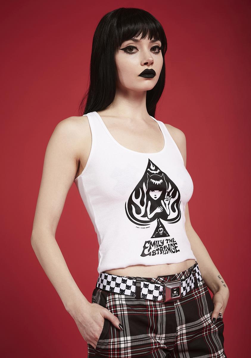 Dolls Kill X Emily The Strange Graphic Spade Tank Top - Black