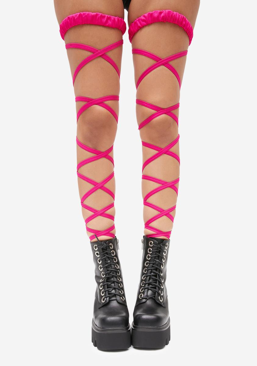 Elastic Leg Wraps - Neon Pink – Dolls Kill